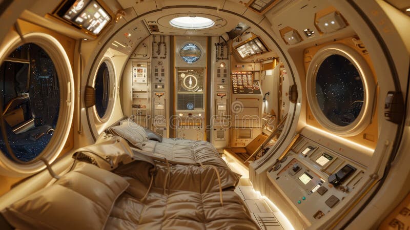 Futuristic Spacecraft Interior Featuring Advanced Technology, Sleek ...