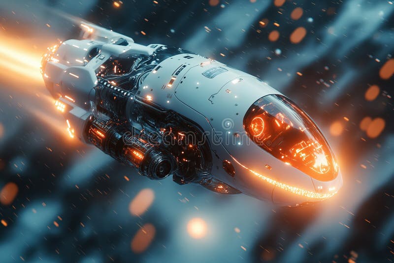 Futuristic Spacecraft Navigating through a Cosmic Storm in a Sci-fi ...