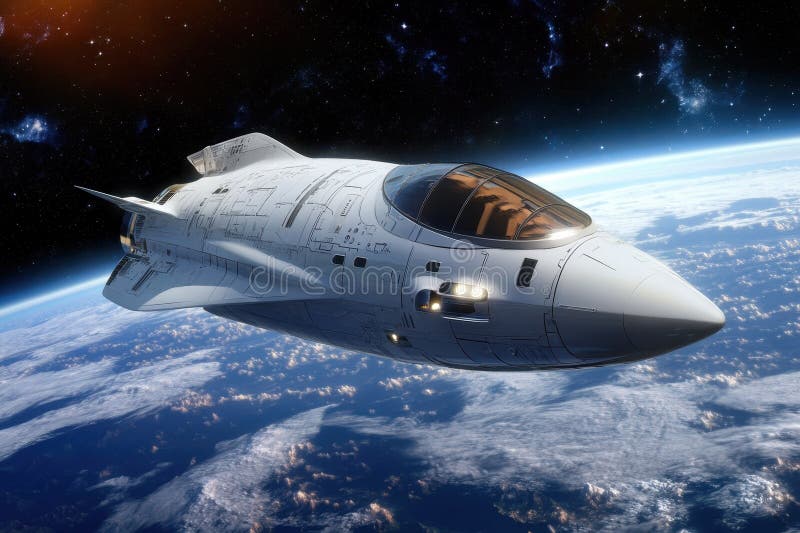 Spacecraft Soaring Above Earth Showcasing Advanced Design and ...