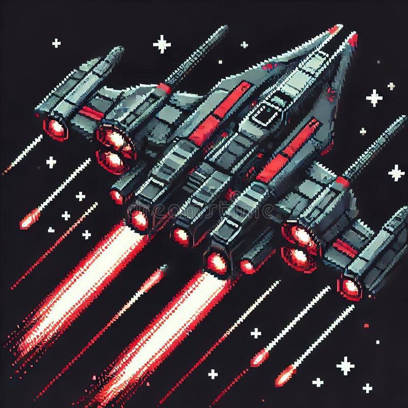 Futuristic Spacecraft Pixel Art Stock Illustration - Illustration of ...
