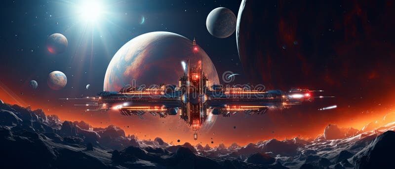 Futuristic Spacecraft in a Sci-Fi Setting Stock Image - Image of ...