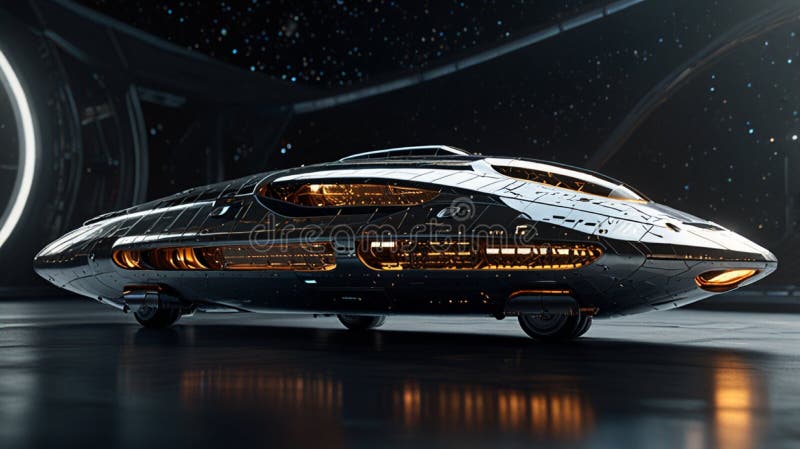 Futuristic Spacecraft with a Sleek Elongated Design Stock Illustration ...