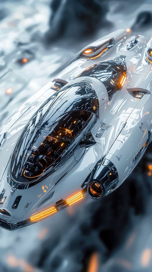 High-tech Spacecraft with Glowing Components in Motion Stock ...
