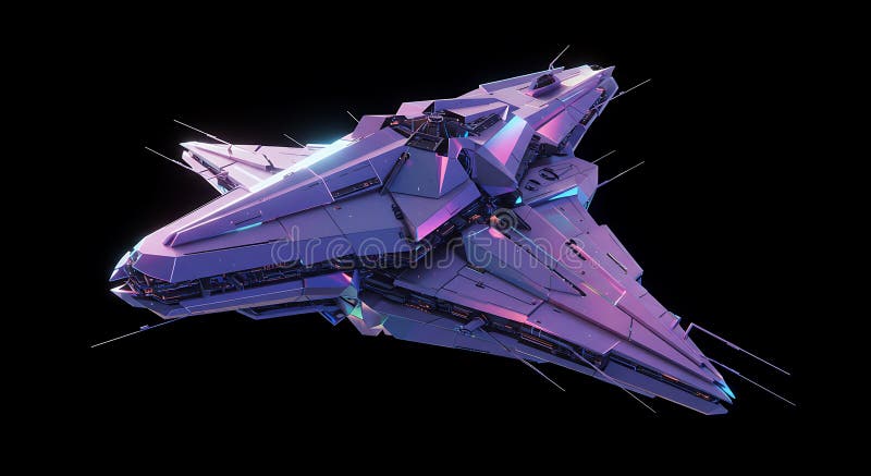 Futuristic Spacecraft with a Sleek, Triangular Design Featuring Sharp ...