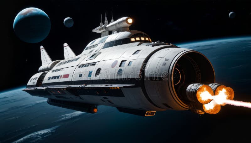 Futuristic Spacecraft Soaring through Space Stock Photo - Image of ...