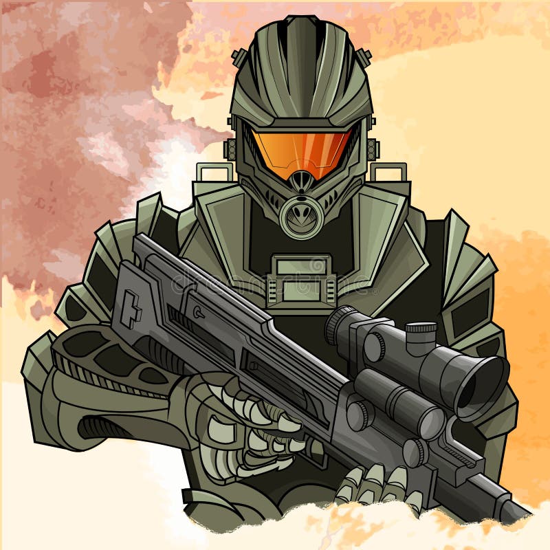 Futuristic Spaceman With Weapon Stock Vector - Illustration of pressure ...