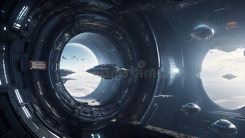 Futuristic Spaceport in Interstellar Setting.ai Generated Stock ...