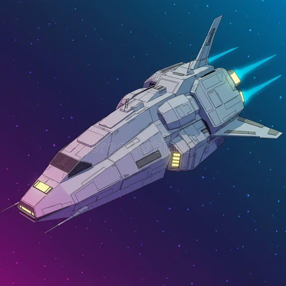 Futuristic Spaceship with Angular Design, Featuring Sharp Edges and a ...