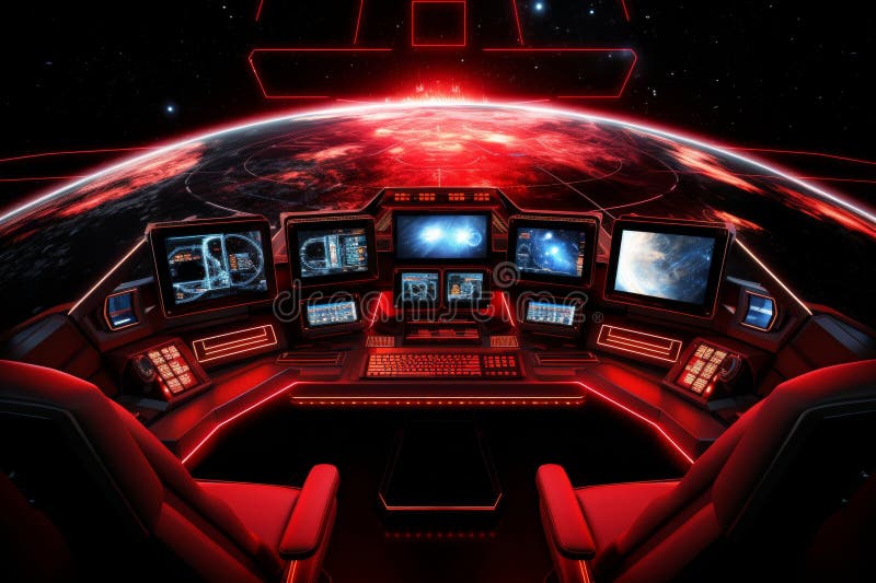 Futuristic Spaceship Cockpit with Advanced Control Panels for Space ...