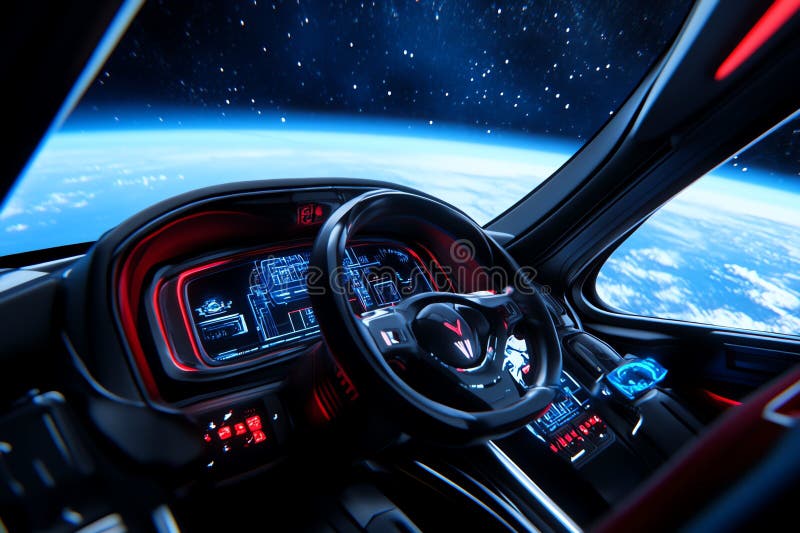 Futuristic Spaceship Cockpit with Advanced Controls and Navigation ...