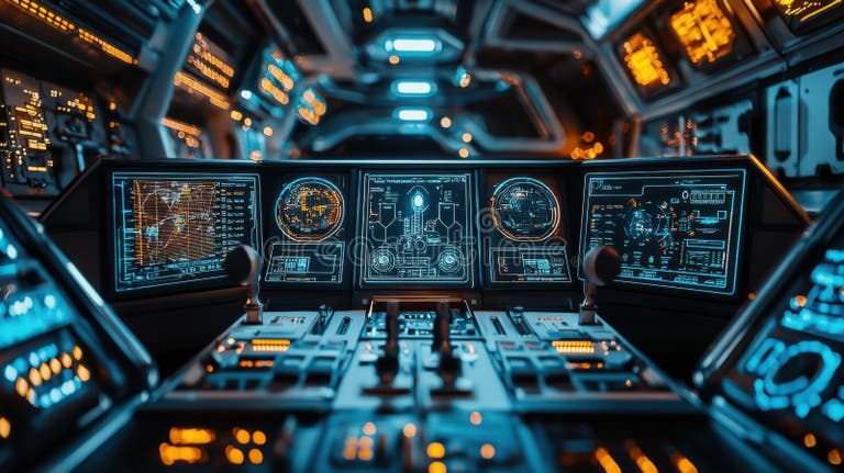 Futuristic Spaceship Cockpit: Advanced Technology and Interface Design ...