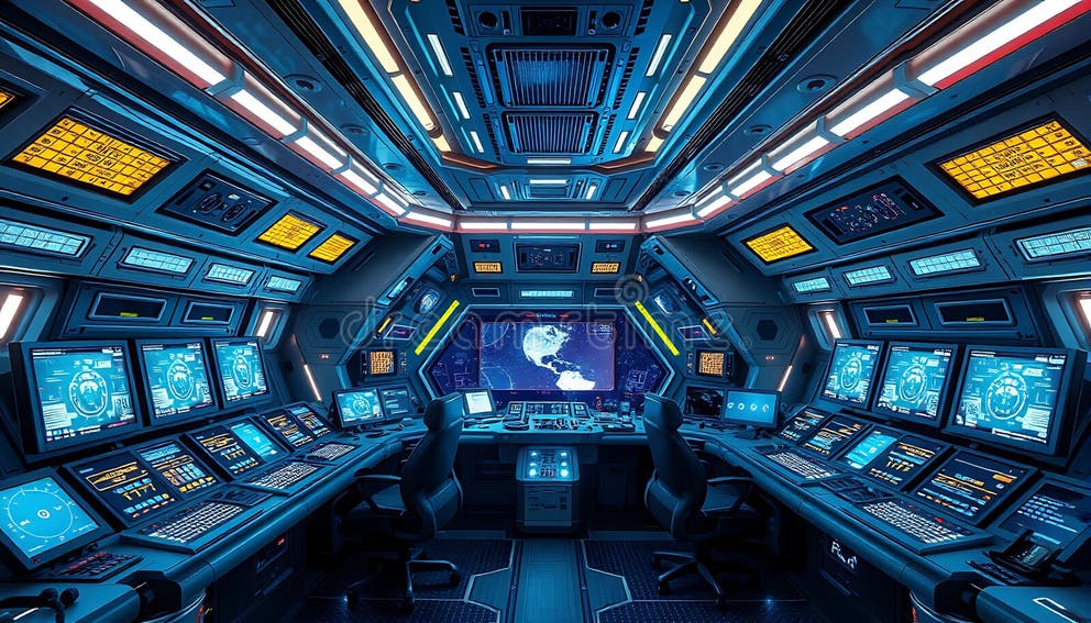 Futuristic Spaceship Cockpit, Advanced Technology Interface, and Space ...
