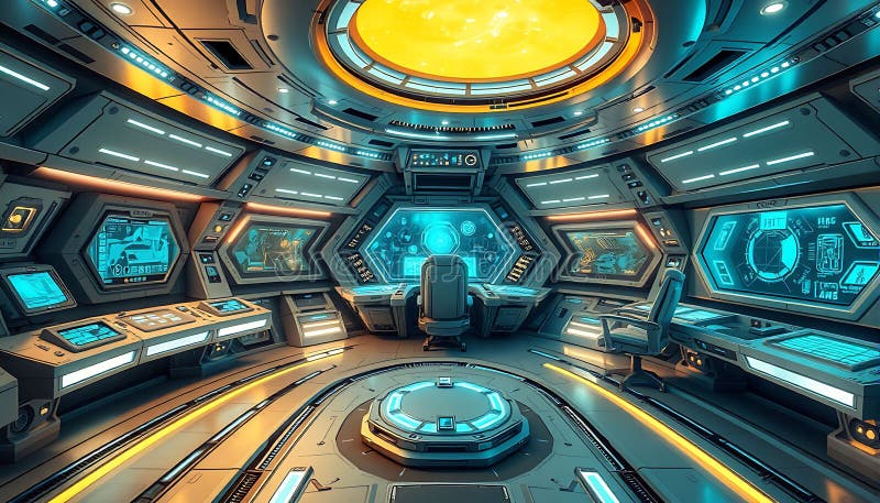 Futuristic Spaceship Cockpit Interior, Sci,fi Control Panel, Tech ...