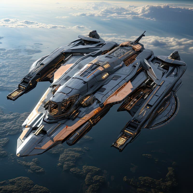 Futuristic Spaceship Concept. Stock Illustration - Illustration of ...