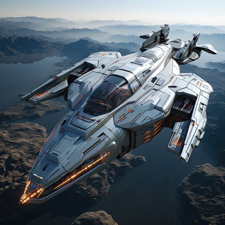 Futuristic Spaceship Concept. Stock Illustration - Illustration of ...