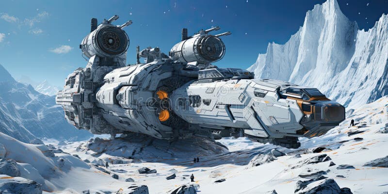 Futuristic Spaceship Concept. Stock Illustration - Illustration of ...