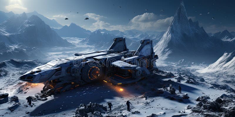 Futuristic Spaceship Concept. Stock Illustration - Illustration of ...