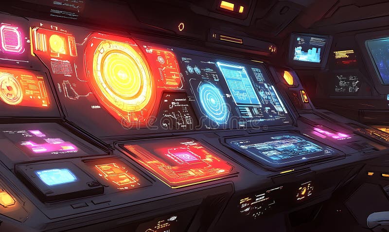 Sci-Fi Spaceship Control Panel Stock Illustration - Illustration of ...