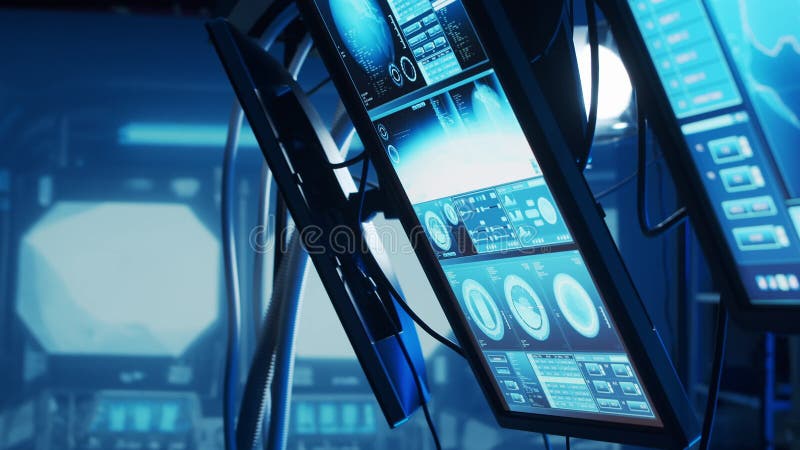 Futuristic Spaceship Control Panel Interface. Spacecraft Digital ...