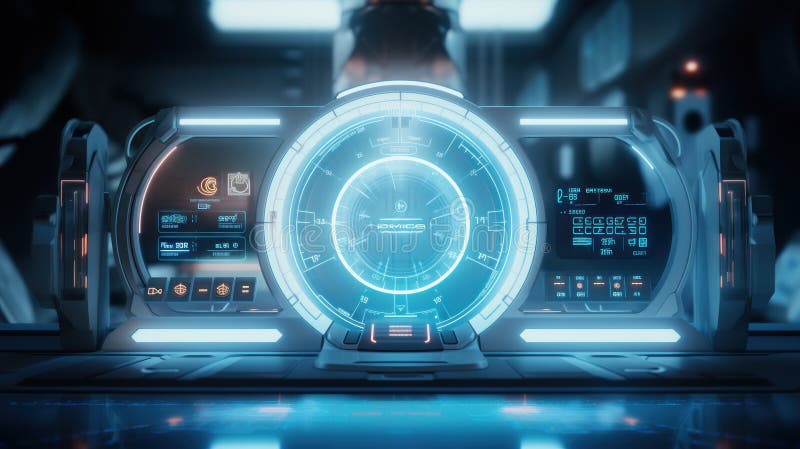 Futuristic Spaceship Control Panel Interface. Spacecraft Digital ...