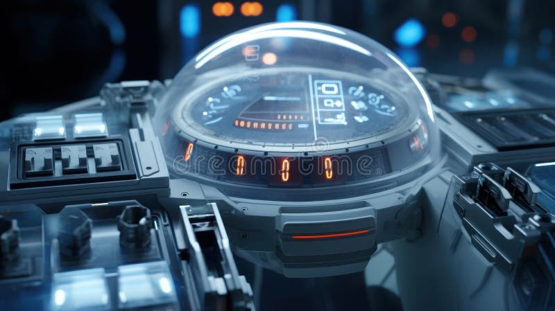 Futuristic Spaceship Control Panel Interface. Spacecraft Digital ...