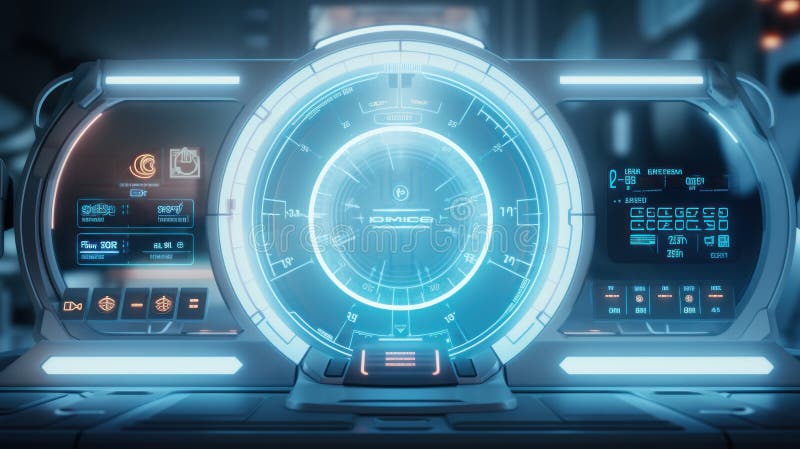 Futuristic Spaceship Control Panel Interface. Spacecraft Digital ...