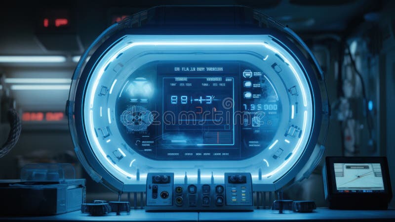 Futuristic Spaceship Control Panel Interface. Spacecraft Digital ...