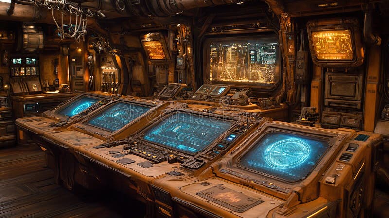 Futuristic Spaceship Control Panel, Intricate Details Stock ...