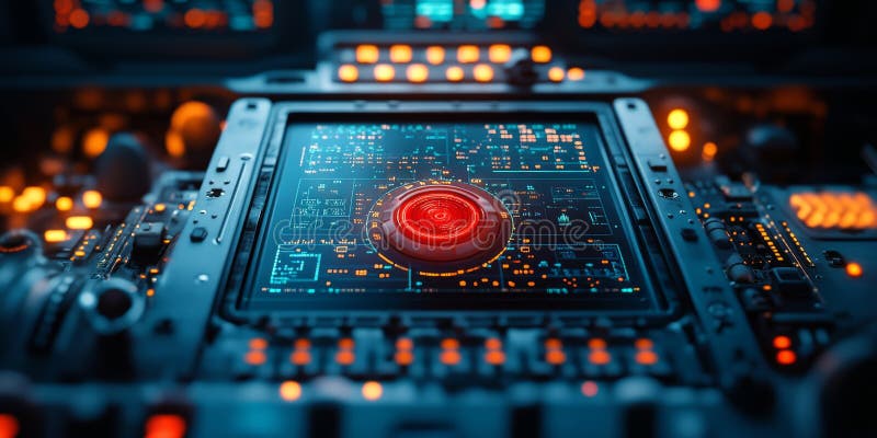 Futuristic Spaceship Control Panel Showing Interactive Digital Display ...