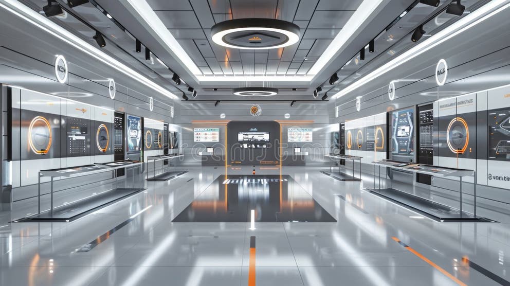 Futuristic Spaceship Control Room with Advanced Technology Interfaces ...