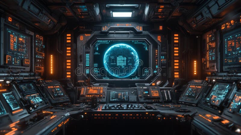 Futuristic Spaceship Control Room Generative AI Stock Illustration ...