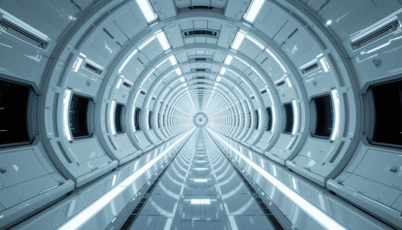 Futuristic Spaceship Corridor Stock Illustration - Illustration of ...