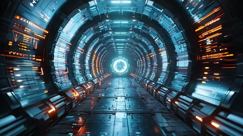 Spaceship Corridor Glowing Showing Advanced Technology Finance ...