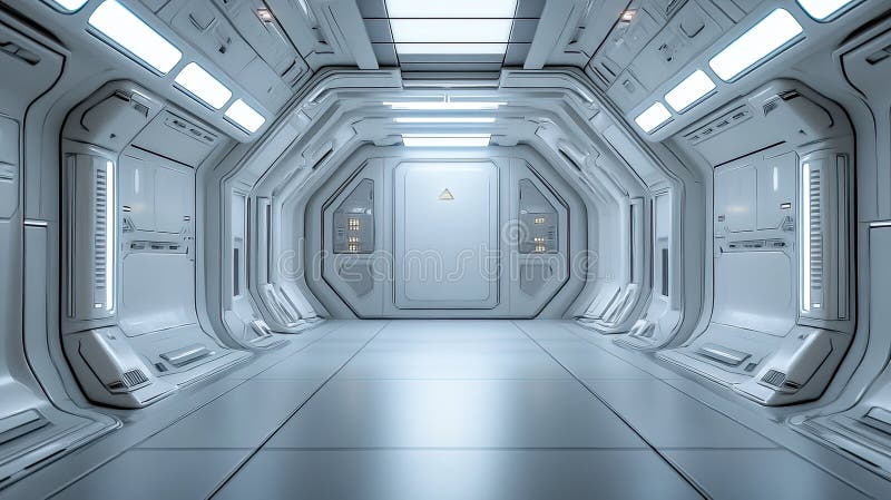 Futuristic Spaceship Corridor. Sci Fi Interior Design Concept Stock ...