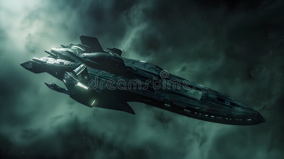 Futuristic Spaceship in Deep Space with Dramatic Lighting Stock Photo ...