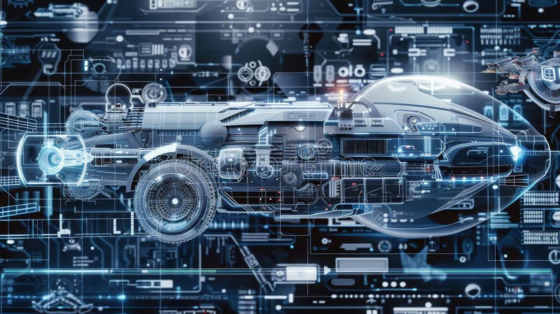 Futuristic Spaceship Design in a High-Tech Digital Interface, Night ...