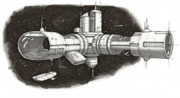 Futuristic Spaceship Design with Two Large Cylindrical Modules ...