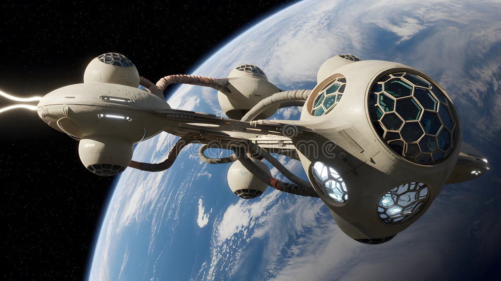 Futuristic Spaceship in Earth Orbit 3D Sci-fi Adventure and Innovations ...