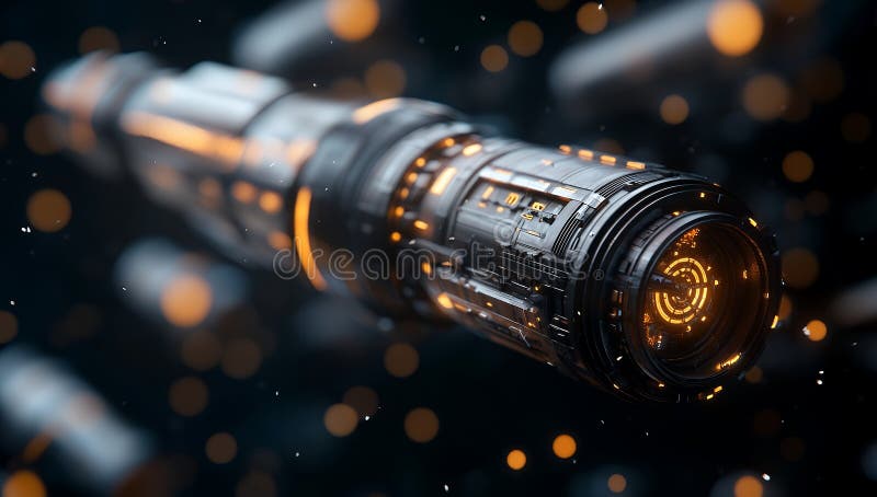 Futuristic Spaceship Engine Detail with Glowing Orange Elements, Sci-fi ...