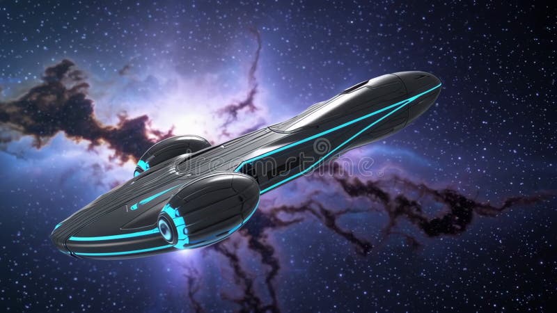 Futuristic Spaceship Exploring a Nebula in Deep Space Stock Footage ...