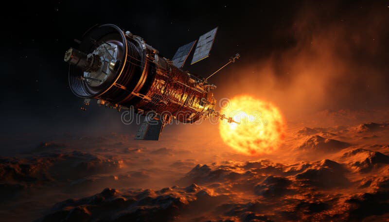 Futuristic Spaceship Flying through Galaxy, Exploring Dark, Exploding ...