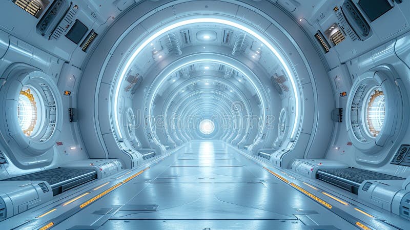 Futuristic Spaceship Hallway. Stock Illustration - Illustration of ...