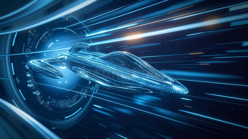 Futuristic Spaceship in Hyperspace Stock Photo - Image of light ...
