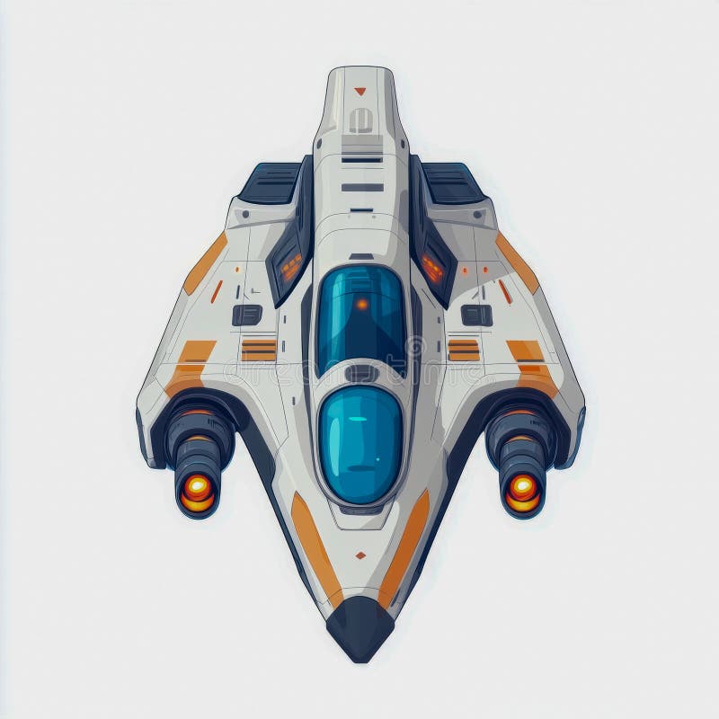 Futuristic Spaceship Icon with Large Engine in Virtual Space Concept ...