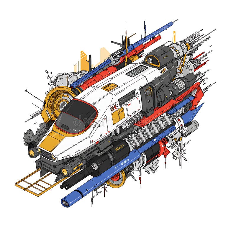 Futuristic Spaceship Illustration with Intricate Details, Vibrant ...