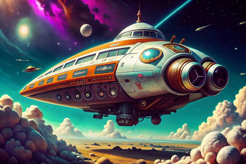 Futuristic Spaceship Illustration – Sleek Starcraft Design with ...