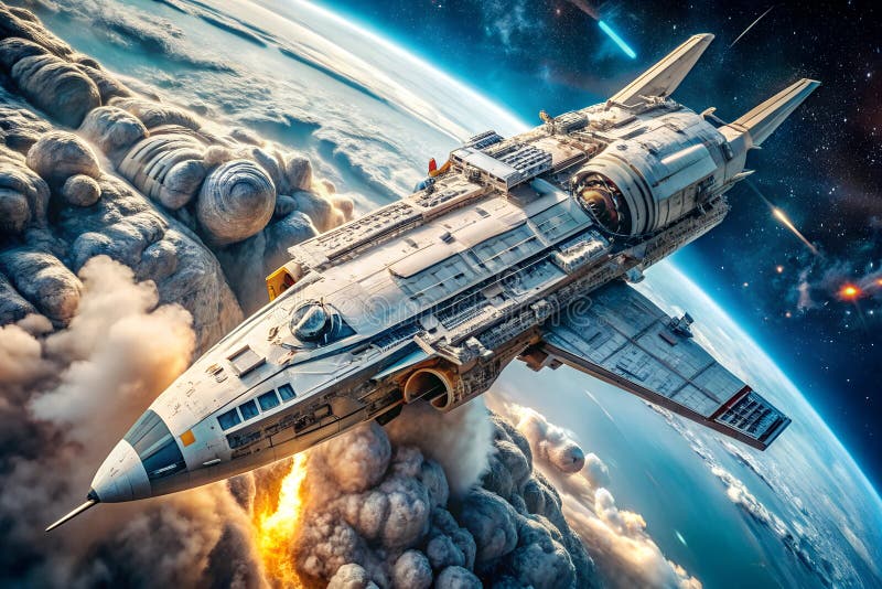 Futuristic Spaceship Illustration – Sleek Starcraft Design with ...