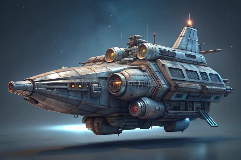 Futuristic Spaceship Illustration – Sleek Starcraft Design with ...