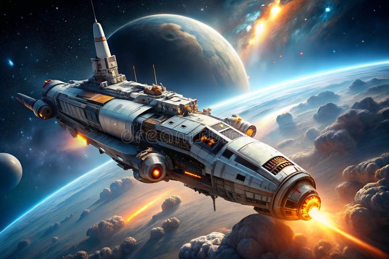 Futuristic Spaceship Illustration – Sleek Starcraft Design with ...