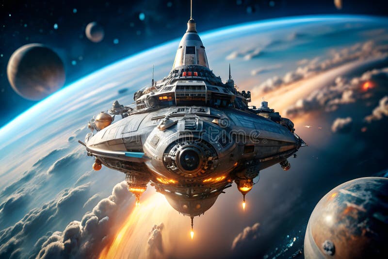 Futuristic Spaceship Illustration – Sleek Starcraft Design with ...